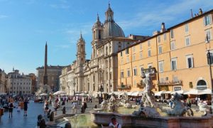 Piazza Navona in Rome and the 3 fountains